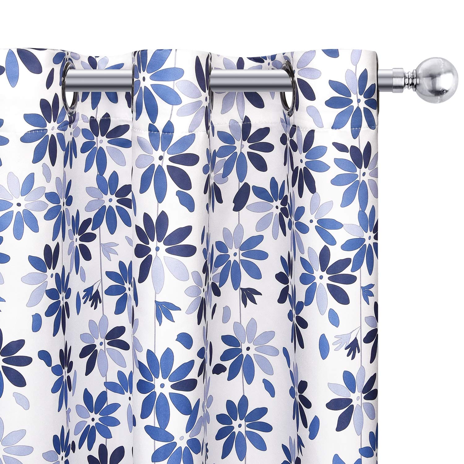 VERTKREA Flowers Window Curtain Valance Floral Rod Pocket Curtains Valance for Window 52 × 18 Inches Flower Blue