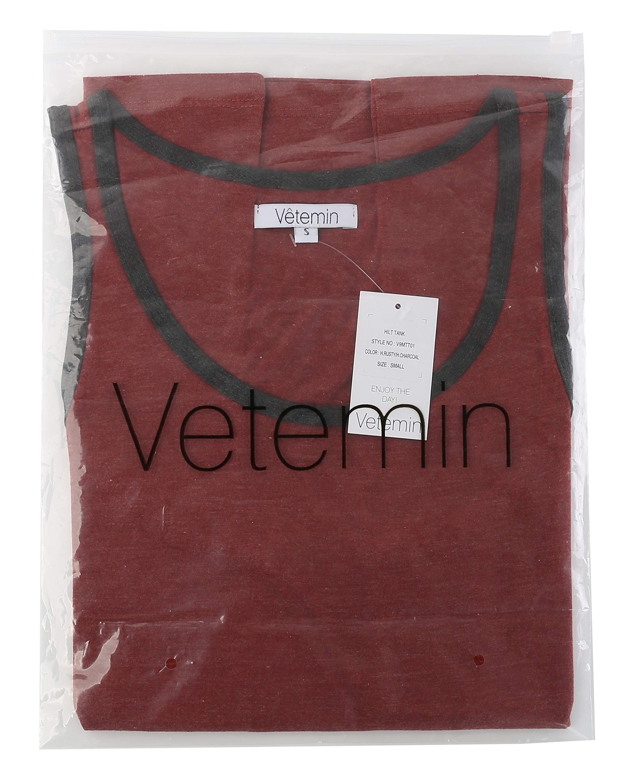 Vetemin Mens Premium Basic Solid Vintage Athletic Active Sports Jersey Tank Top Casual Shirts H.Oatmeal/Rusty XXL