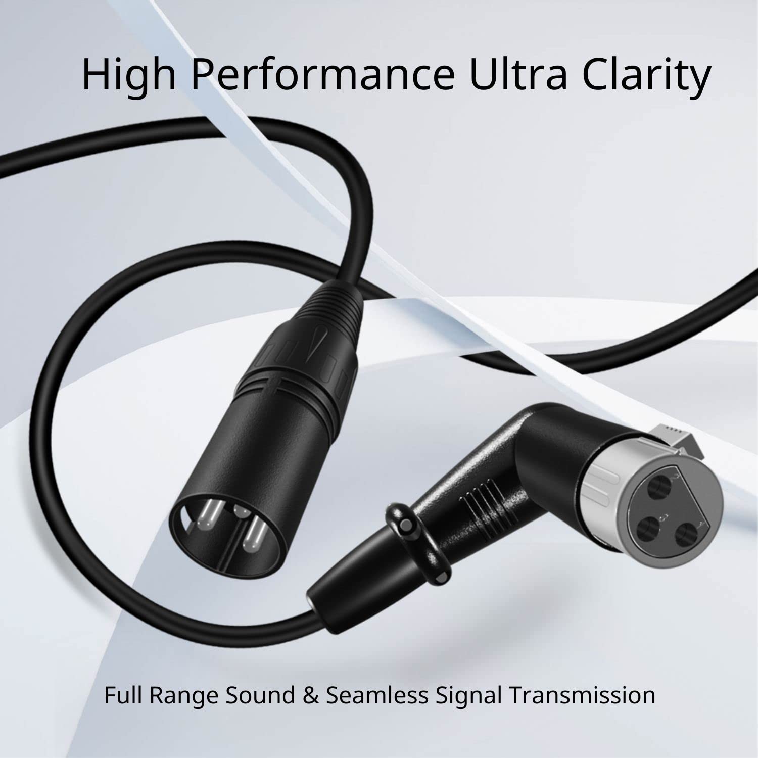 TNP Premium 50ft Male to Female Right Angle XLR Cable Balanced 3 Pin Microphone Audio Wire Cord Interconnect Connector Plug Adapter Converter for Professional Recording Camcorders Cameras
