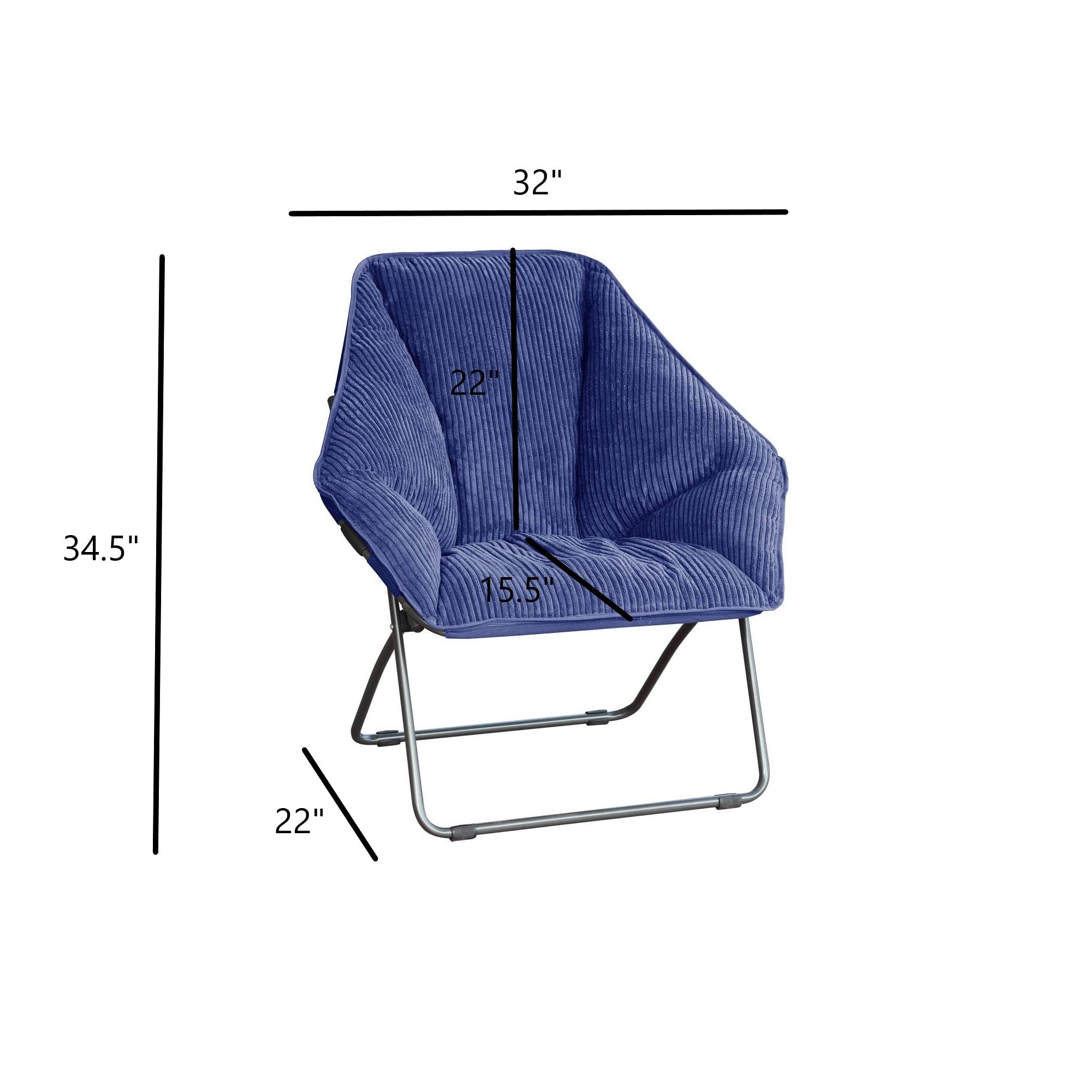 Zenithen Indoor Foldable Portable Plush Hexagon Folding Dish Chair, Perfect for Bedrooms, Dorm Rooms, and Living Rooms, Use for Reading, Studying, Gaming, Navy Blue (Pack of 2)