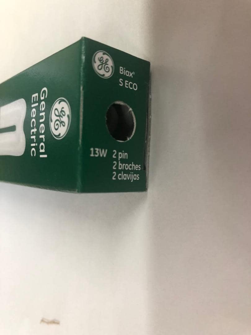 (case of 10) GE 97572 Ecolus Biax T4, F13BX/SPX50, 2 Pin GX23 Base, 5000K Color Temp, 13 watt, 784 lumen, plug-in compact fluorescent light bulb