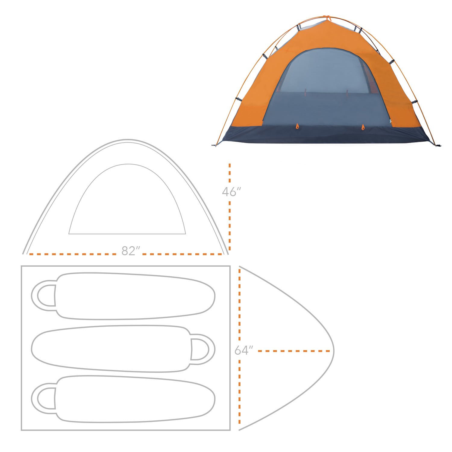 Winterial Camping Tent, 1/3/6 Person Lightweight Personal Bivy 1 to 6 Person Tent with Waterproof Tent Rainfly, Durable Stitched Tent for Camping, Beach, Backpacking,