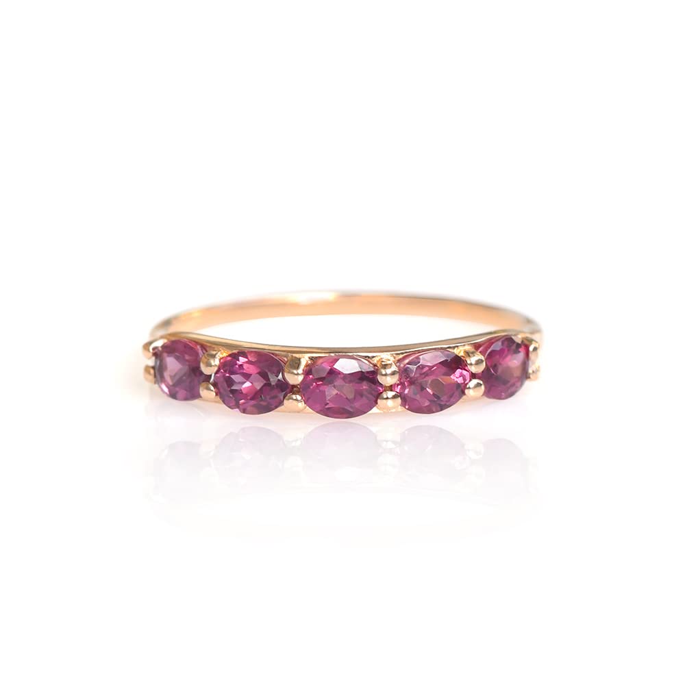YoTreasure 1.05 ct. t.w. Rhodolite Garnet 10kt Rose Gold Eternity Band Ring