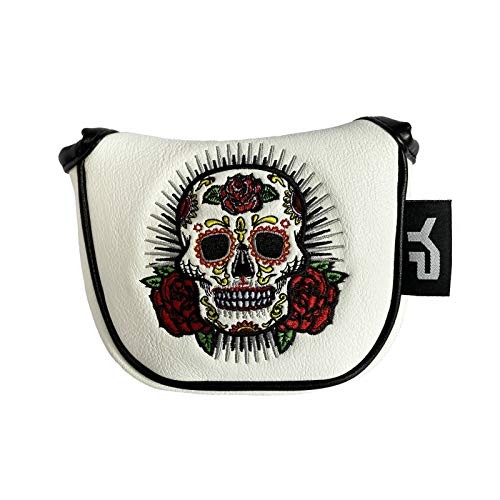 YOPRAL Golf Square Mallet Putter Head Cover Rose Sugar Skull Magnetic Putter Headcover for Golf Clubs