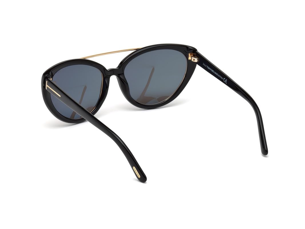 Tom Ford Edita Sunglasses FT0384 01A, Black and Gold Frame, Grey Lens, 58