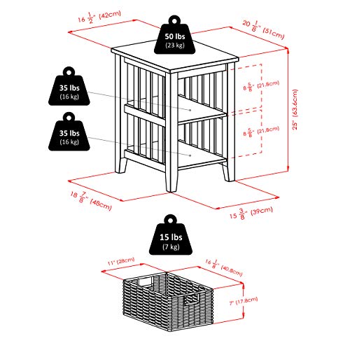 Winsome Morris 25.04" x 20.08" x 16.54" Wood Side Table With 2 Foldable Baskets, Espresso