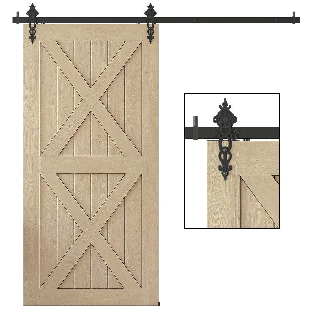 WINSOON Interior Sliding Barn Door Hardware Kit 6FT Heavy Duty Single Door Track Rail Rollers System Set for Cabinet Closet
