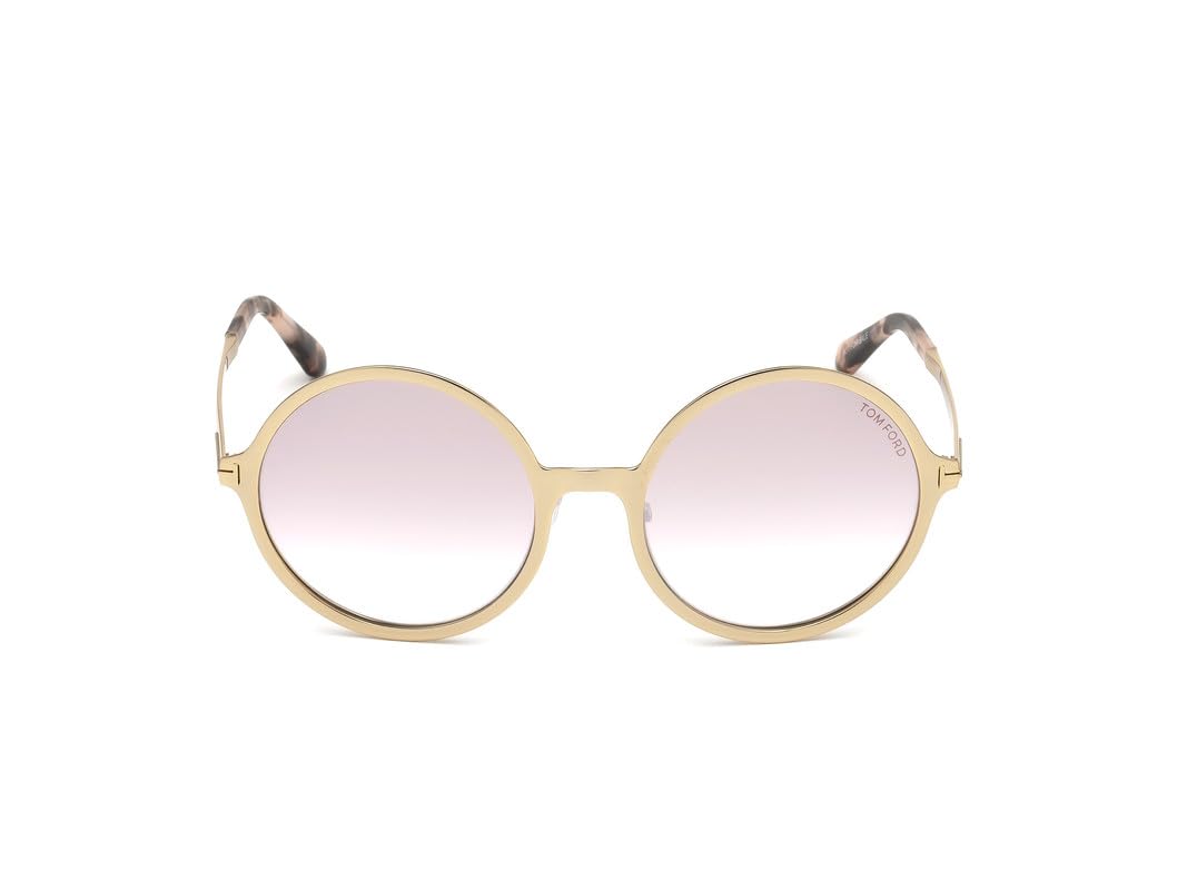 Tom Ford FT0572 28Z Shiny Rose Gold Ava Round Sunglasses Lens Category 2 Size 5