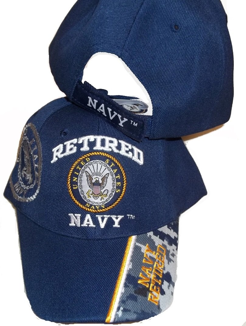 USA Retired Navy Baseball Style Embroidered Hat Blue Ball Cap Vet Us Veteran