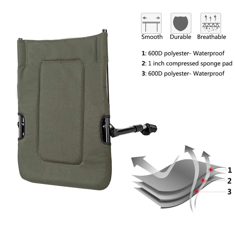 VINGLI Heavy Duty Fishing Chair with Footrest Support 440 LBS, Oversized Camping Chairs with 160° Adjustable High Back, Beach Chair for Outdoors/Yard/Forest
