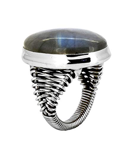 YoTreasure Labradorite Statement Ring 925 Sterling Silver Gemstone Jewelry