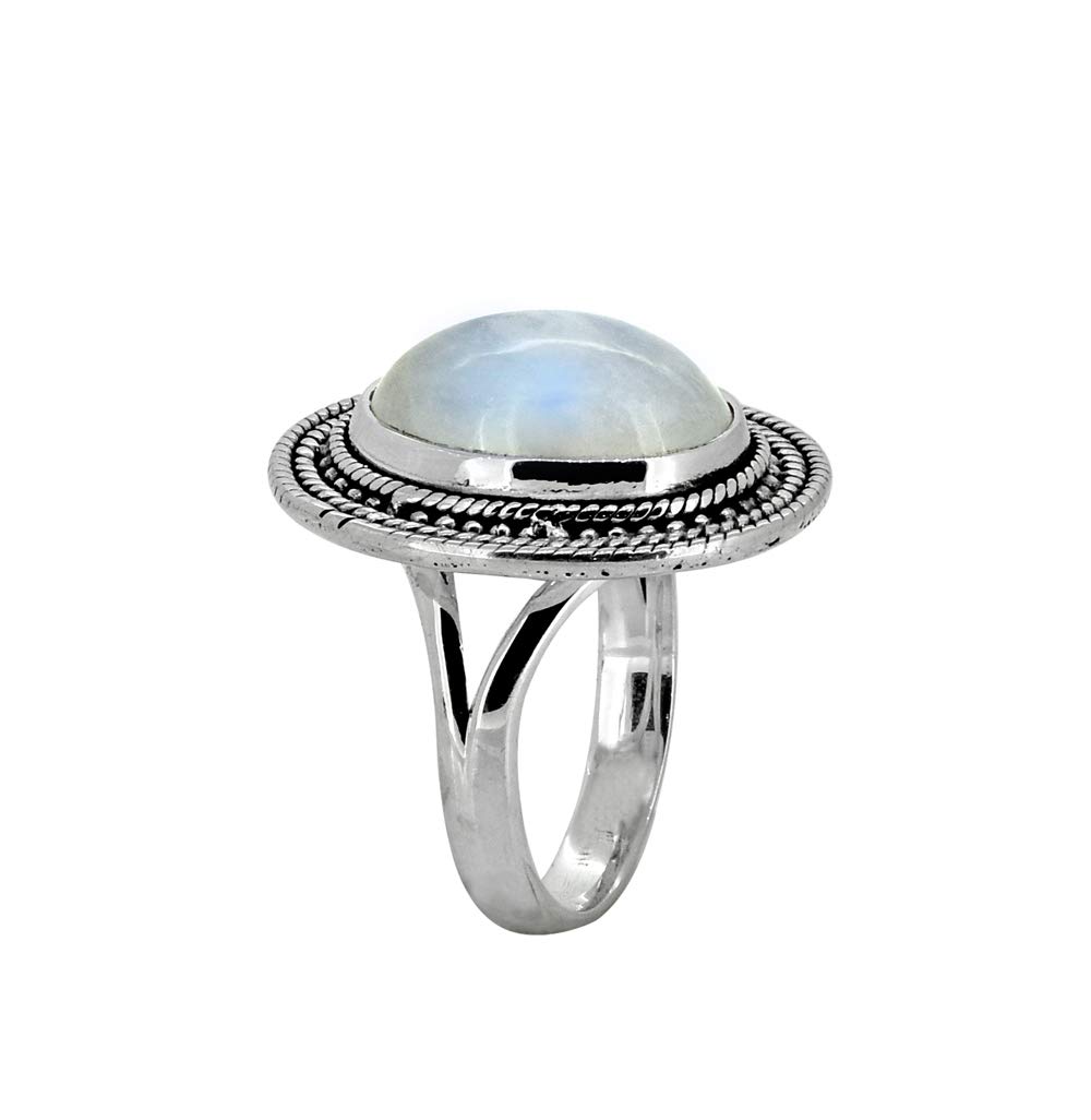 YoTreasure Moonstone Solid 925 Sterling Silver Ring