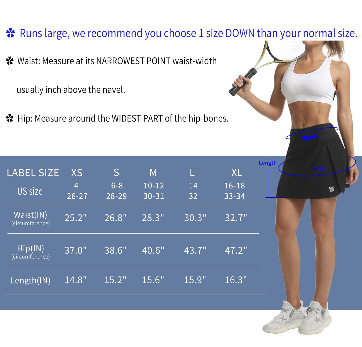 Zengjo Athletic Skorts for Women Running Sport Skirts with Shorts High Waisted(Black/White,M)