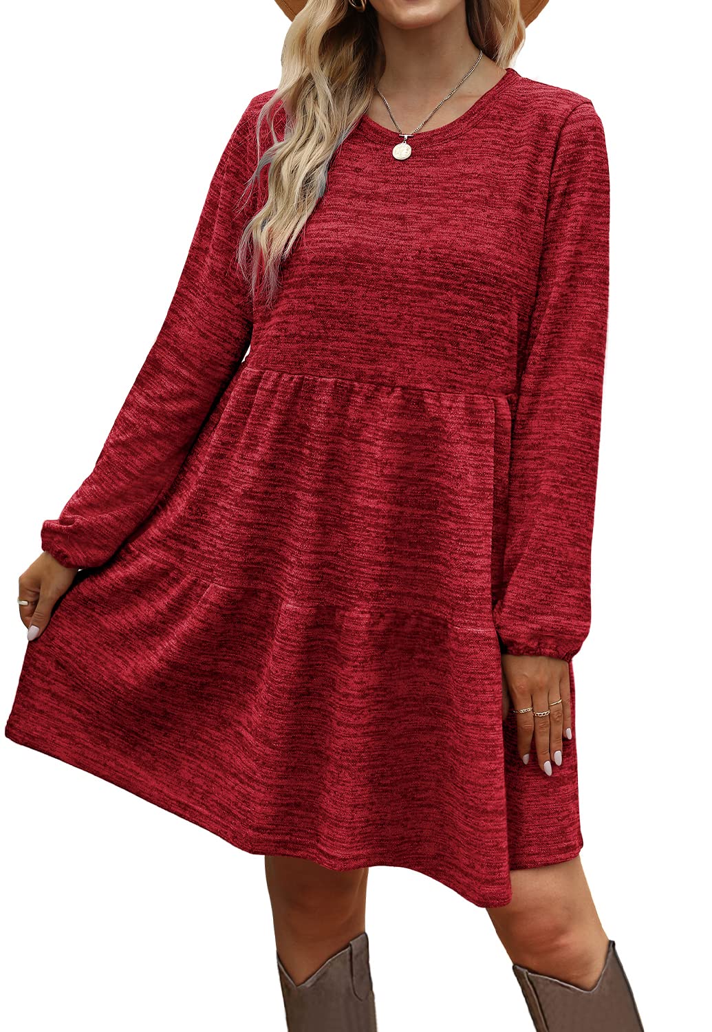 Winter Dresses for Women Casual Christmas Dresses for Leggings Trendy Red S