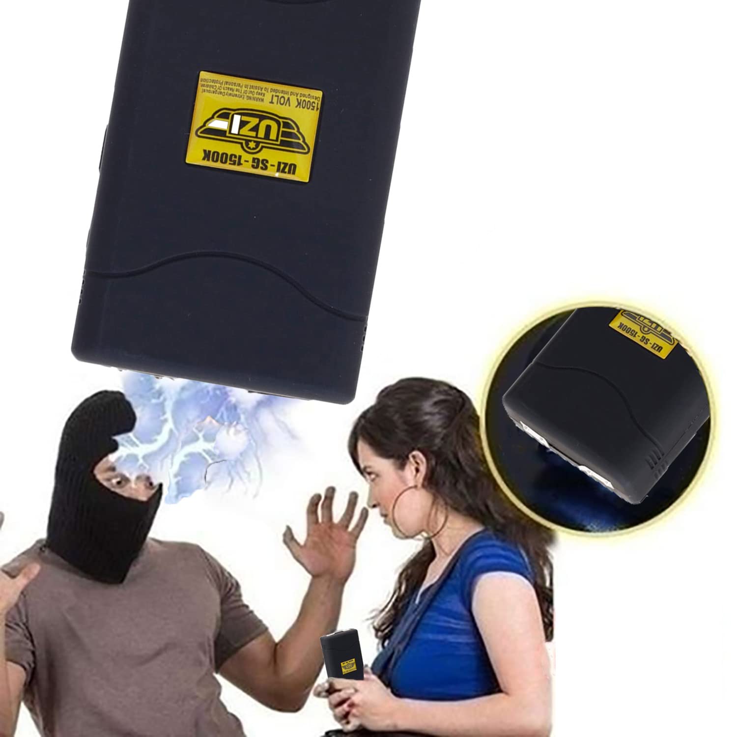 Uzi 1.5-Million-volt Rechargeable Stun Device, Black