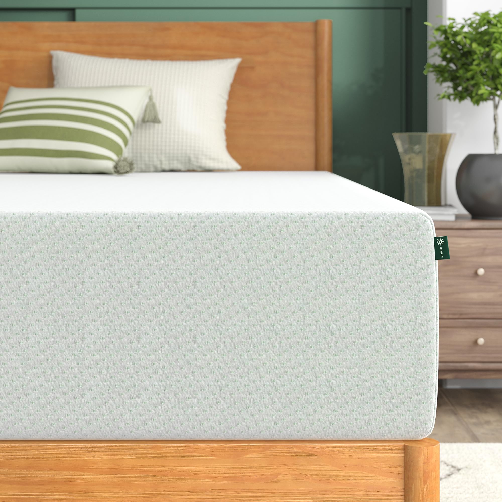 ZINUS 12 Inch Green Tea Memory Foam Mattress, Full, Fiberglass Free, Patented Custom Contour Support, Sturdy Base Foam, CertiPUR-US Certified, Mattress in A Box, White