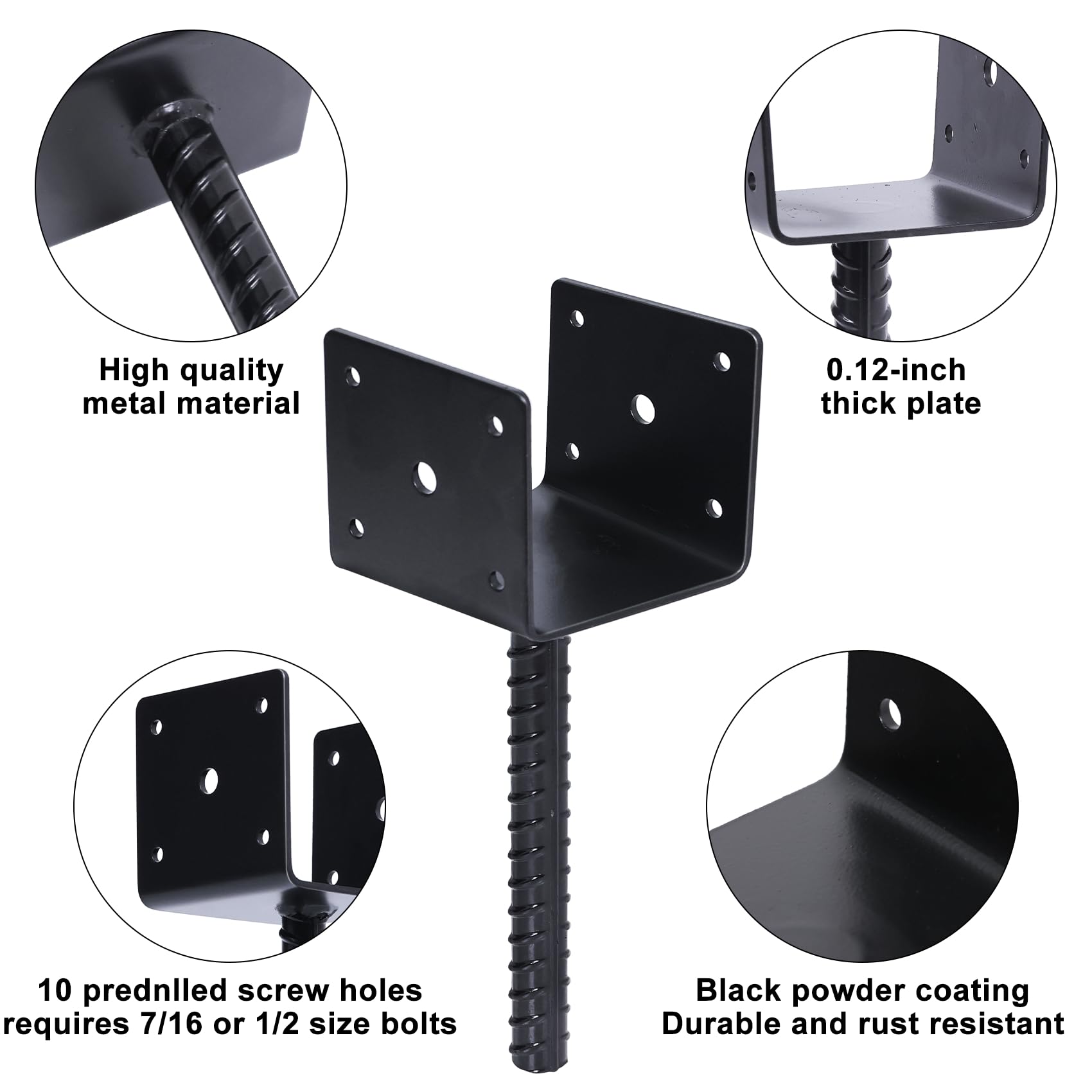 XYADX Concrete Fence Post Base 4x4 inches 4 Pack, Fence Post Anchor Holder Pergola Brackets
