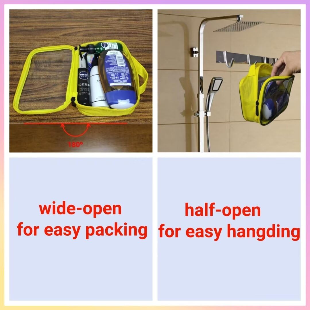WenZhonghe Clear 3-1-1 TSA Approved Travel Toiletry Bag Quart Size Transparent Liquids Toiletries & Cosmetics Pouch for Airport Security & Waterproof & Reusable & See Through(1pcs)