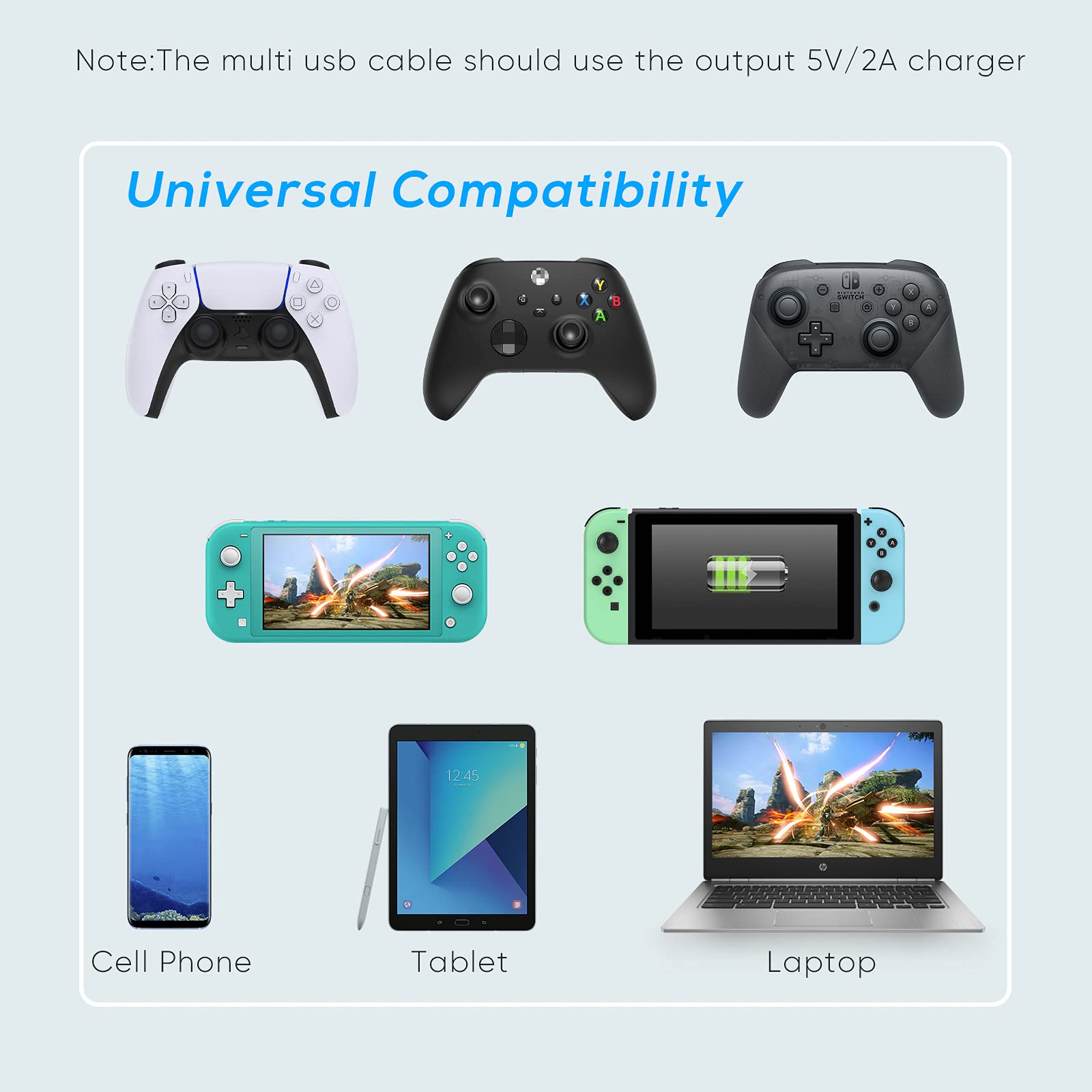 YUANHOT Y-Splitter USB C Charger Cable Compatible with PS5 Controller, 10FT (3M) Fast Charging USB A to Split USB Type C Cable Compatible with Xbox Series X/S and More