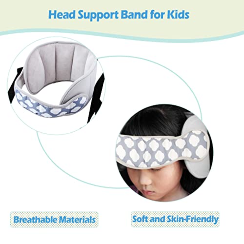 vocheer Baby Car Seat Head Support Band, Adjustable Carseat Sleep Nap Aid Holder Belt Head Protection Strap for Kids 1-5 Years Old Gray