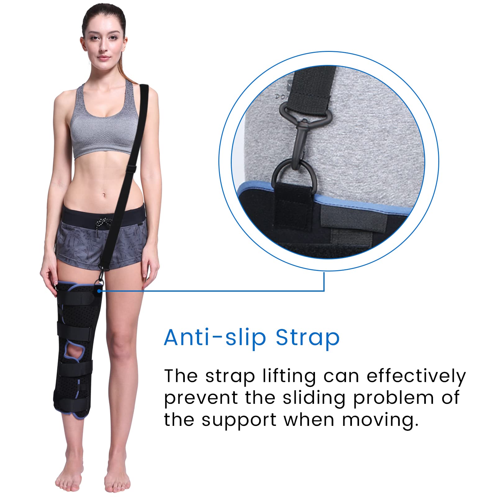Velpeau Knee Immobilizer - 22" Length - Suitable For Sleep - Full Leg Brace - Straight Knee Splint - Support for Knee Post-Pre-operation & Surgery Recovery (Large)