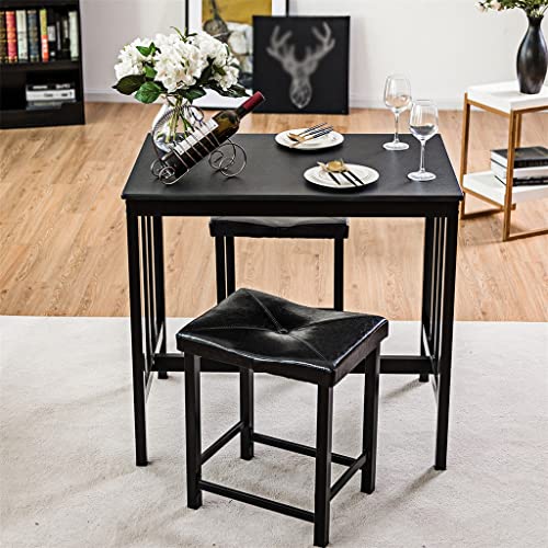 WFHTU 3 Pieces Counter Height Dining Table and 2 Backless Stools Kitchen Bar Furniture