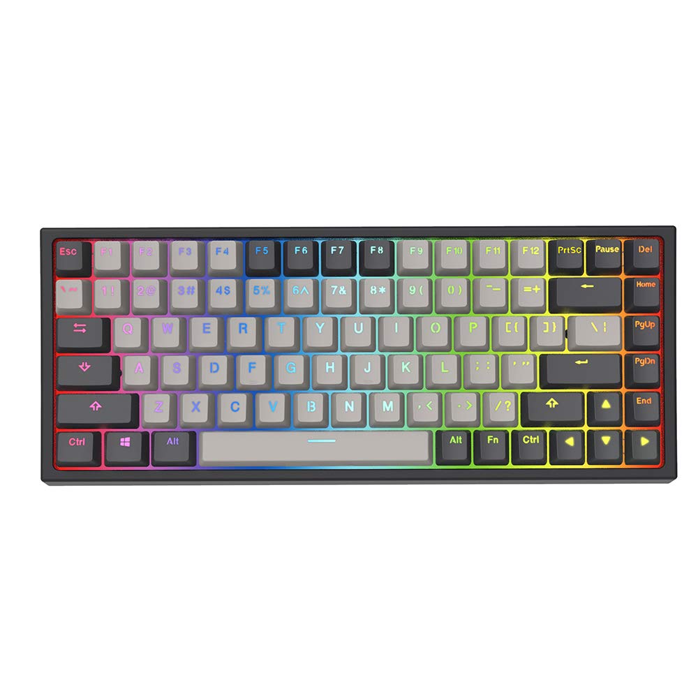 YUNZII KC84 84 Keys Hot Swappable Wired Mechanical Keyboard with PBT Dye-subbed Keycaps, Programmable, RGB,NKRO,Type-C Cable for Win/Mac/Gaming/Typist (Gateron Brown Switch, Black)