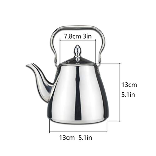 ZNZN Special Kettle for Stove Stainless Steel Silver Kettle Gooseneck Kettle Teapot (1.2L /40.5OZ, 1.5L /50.7OZ, 2L /67.6OZ) Multifunctional Water Kettle (Size : 1.5L (50.7OZ))