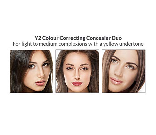 Wonders of the World Concealer Duo by VASANTI - Hide Dark Circles, Scars - Colour Correcting Full Coverage Concealer Duo - Includes a Colour Corrector & Concealer with Mirror/Mini Brush (Y2 - Yellow)