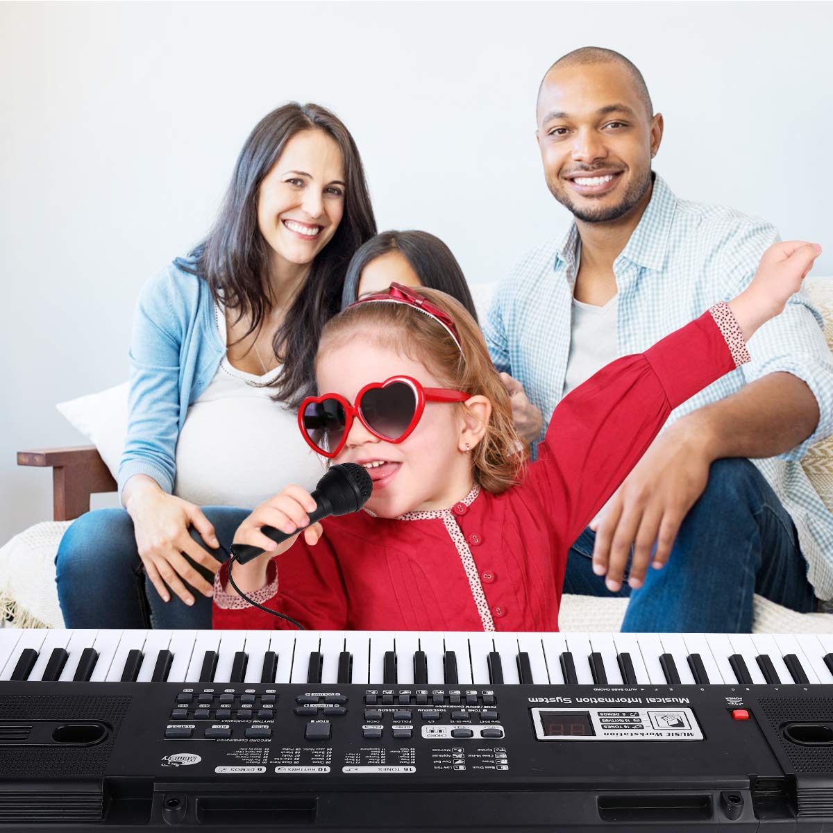 WOSTOO Kids Piano Keyboard, 61 Keys Multi-Function Electronic Keyboard Educational Toy, Rechargeable Portable Piano with Microphone Musical Instrument for Kids Beginners Girls Boys