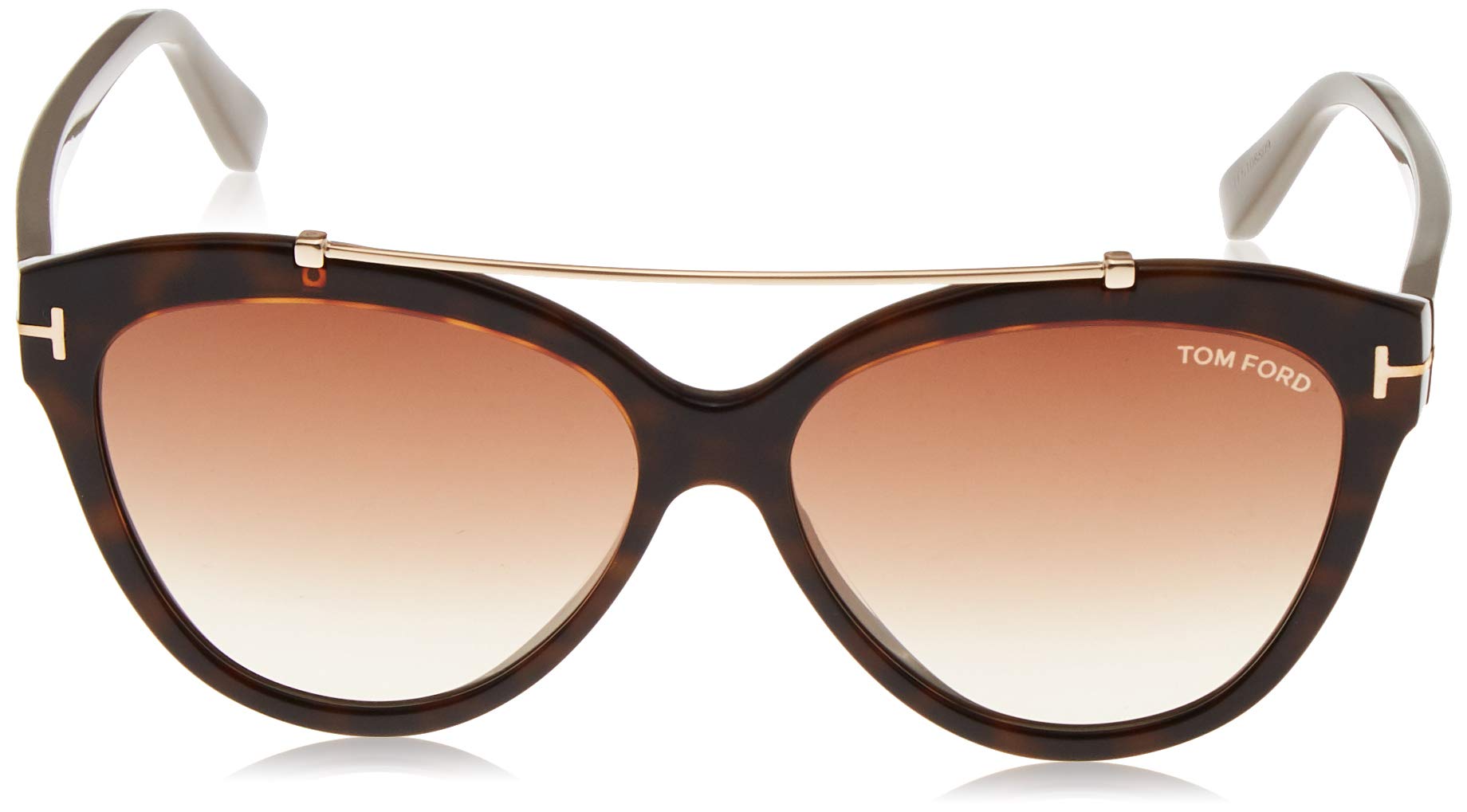 Tom Ford Women's Livia FT0518 - 53F Sunglasses 58mm Havana Brown / Gold Tone Frame w/ Brown Lens