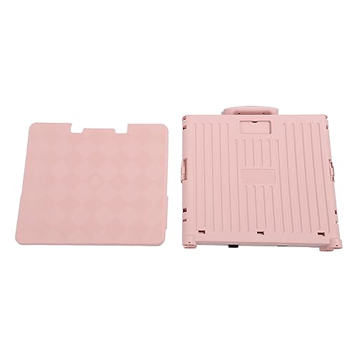 TUWEI Folding Rolling Crate, Large Capacity Collapsible Utility Cart Swivel Casters Multifunctional with Lid for Office (Pink)