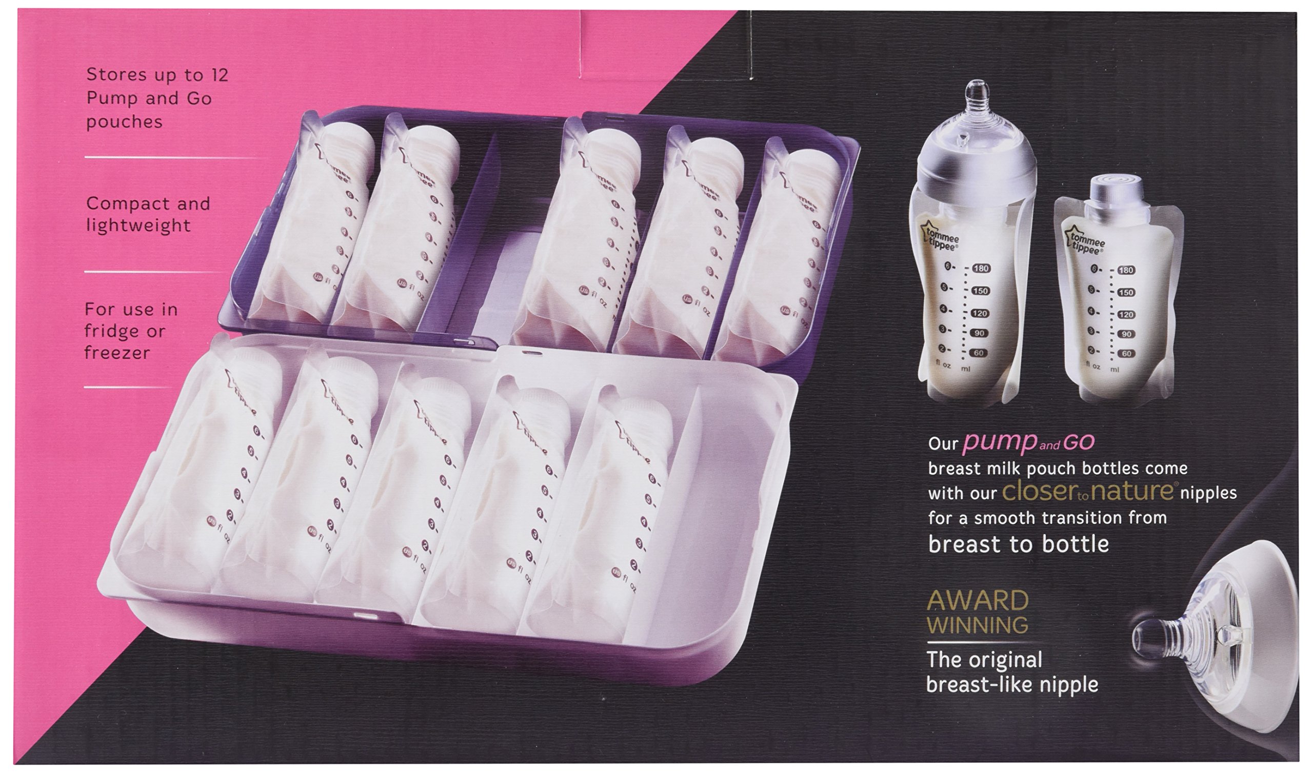 Tommee Tippee Pump and Go Storage Rack - Breast Milk Storage Case, Store up to 12 Pouches, Dishwasher-Safe, BPA-Free