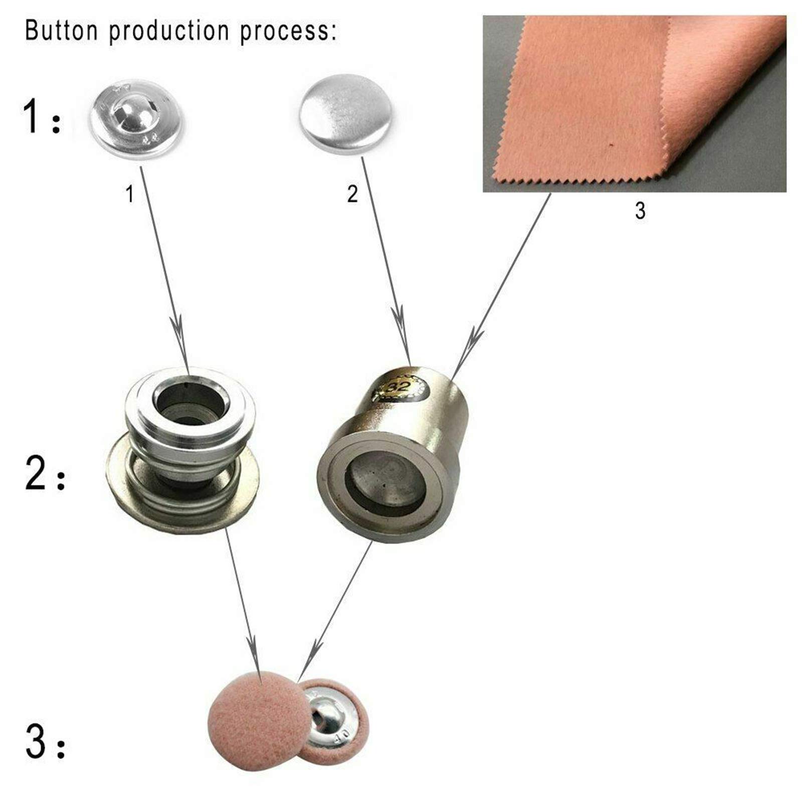TZUTOGETHER Button Maker Mold, Round Stainless Steel Mold Tool for Button Maker Machine DIY Fabric Cover Buttons (30)
