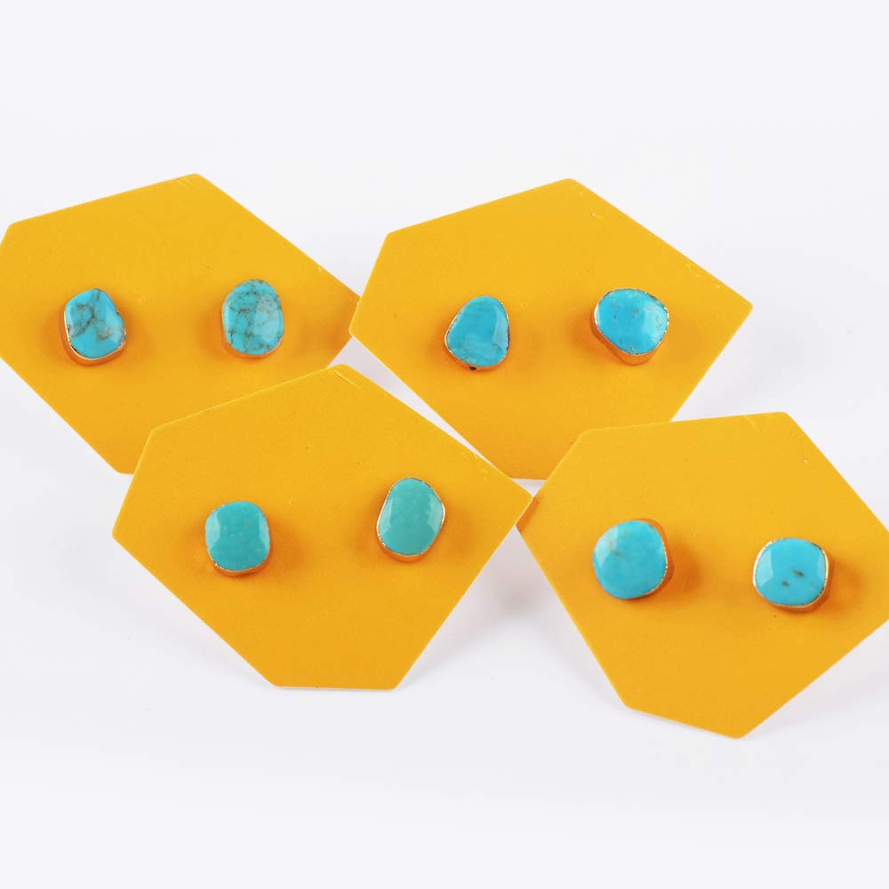 ZENGORI Turquoise Earrings Post Stud Natural Stone Jewelry for Women 1 Pair G1017