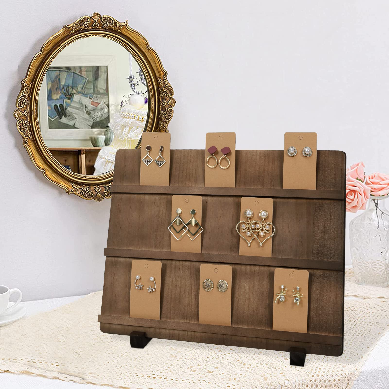 ZYP Wood Earring Display Stand for Selling,Earring Showing Jewelry Display Holder Wood Earring Card Holder Display,Portable Earring Display for Retail Store