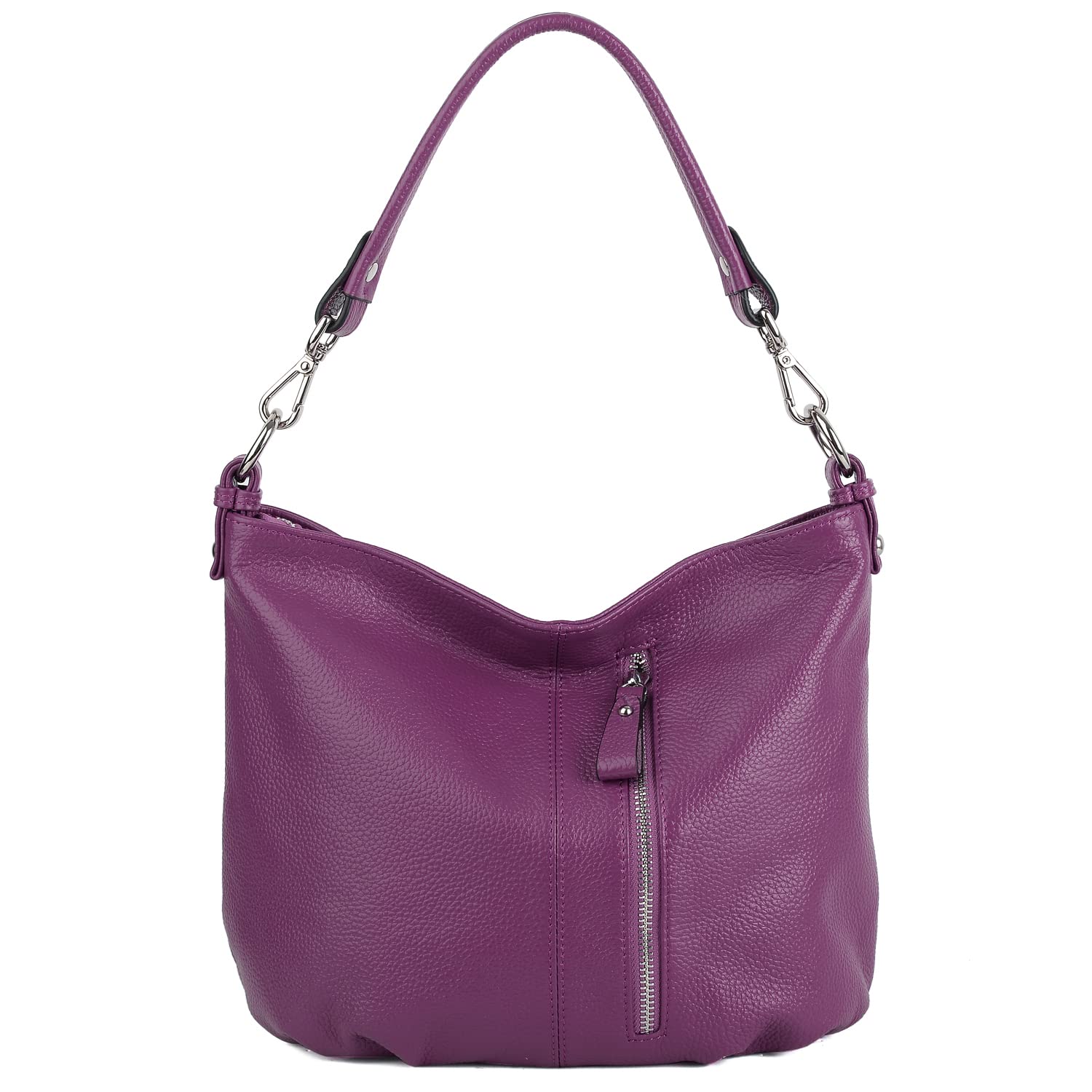 YALUXE Women's Front Pocket Soft Cowhide Leather Small Mini Purse Style Shoulder Bag Purple