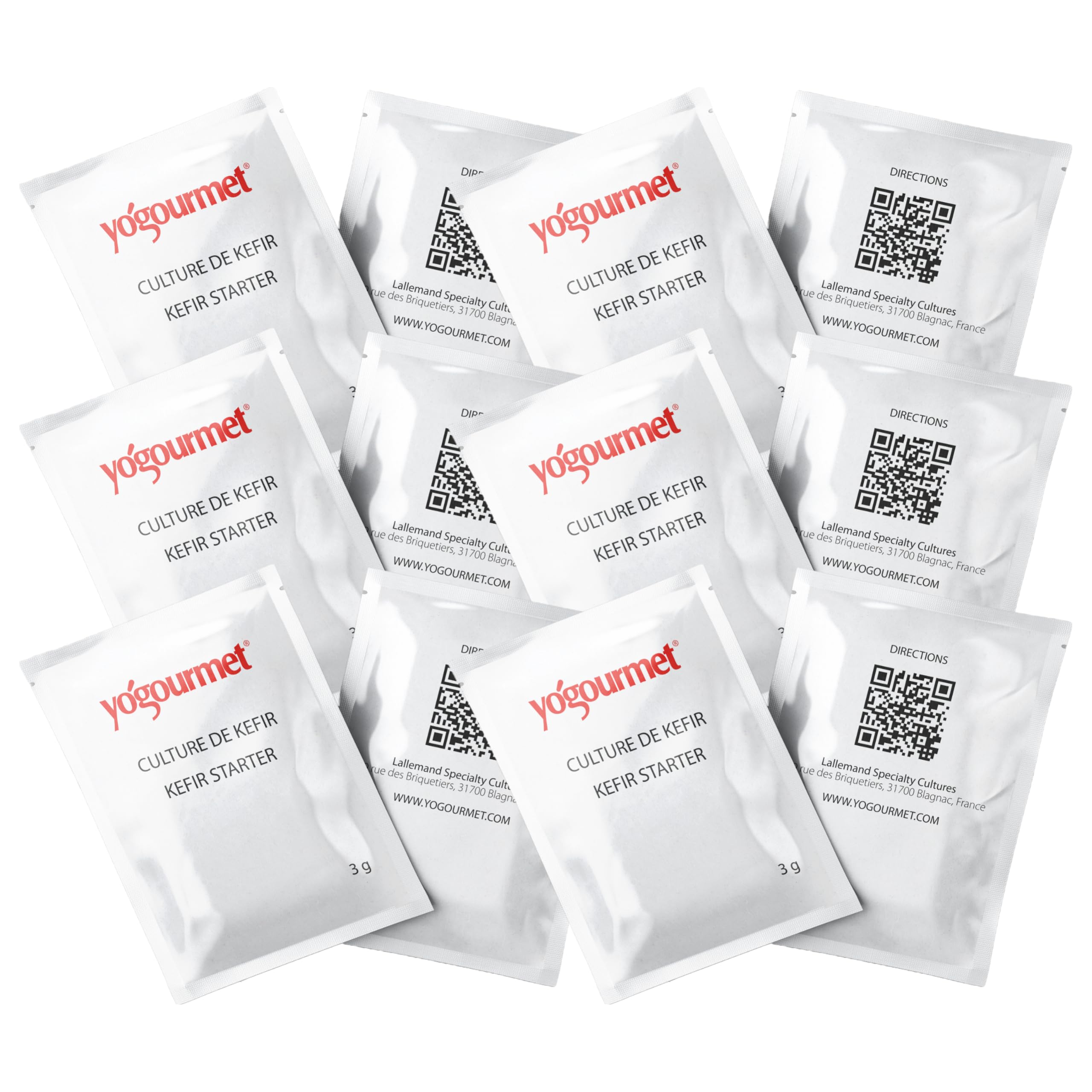 Yogourmet Kefir Starter (12 Pack Bulk Version) - Make Kefir at Home - Starter Culture - All Natural, Gluten Free, Kosher, Halal - 3 g Sachets
