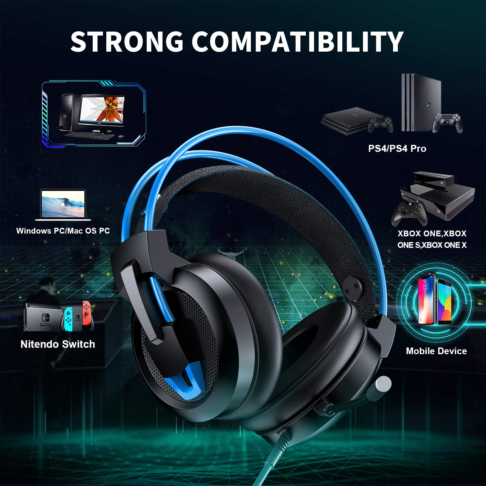 Zentouch Gaming Headset, Stereo Headset with Noise Cancelling and Mic, Over Ear Headset for PS4 PC Laptop