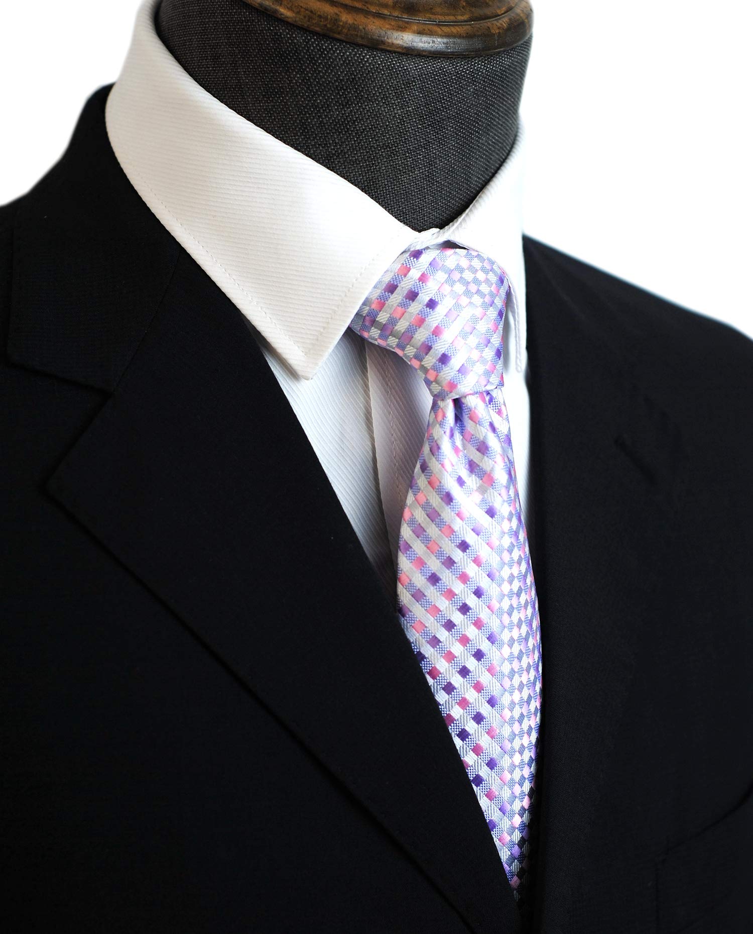ZENXUS 70 inch XXL Long Neckties, Extra Long Ties for Big and Tall Men, Blue, Grey, Purple, 4-Pack