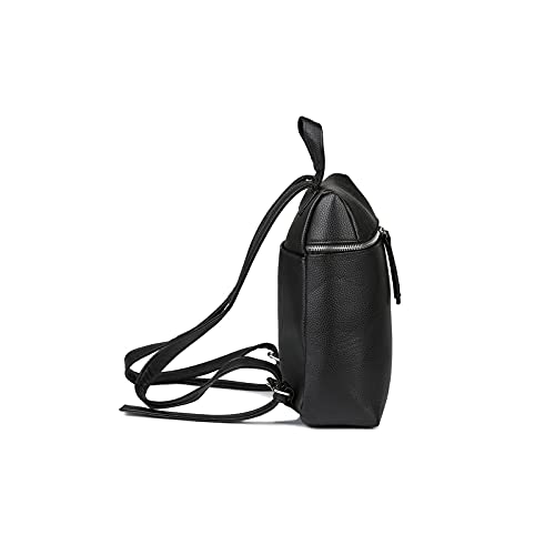 WOBBLO Backpacks Women Backpack White And Black Lady Travel PU Leather Backpacks Female Rucksack Bag (Color : Black)
