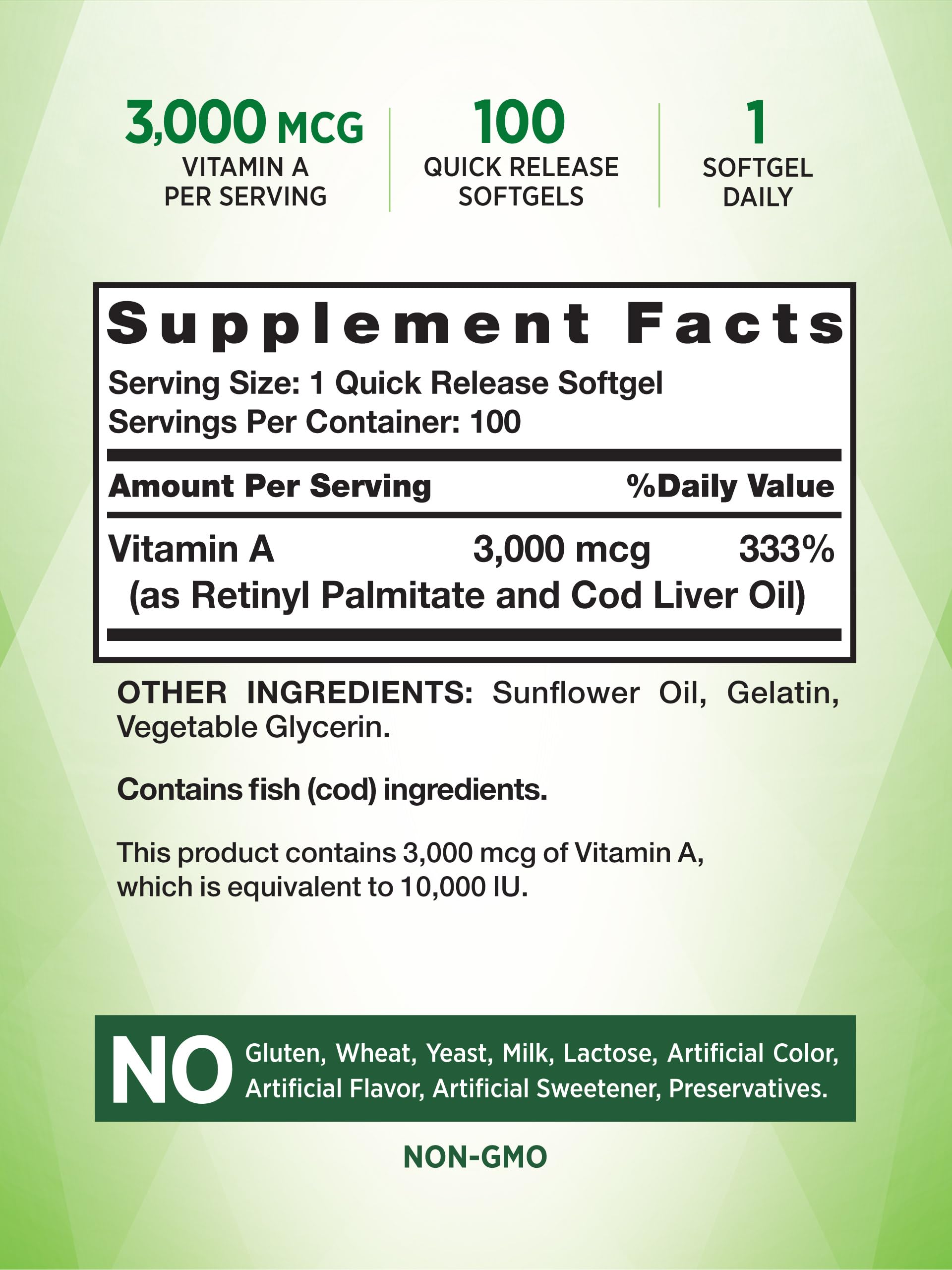 Vitamin A 10000 IU Softgels | 100 Count | Non-GMO, Gluten Free Supplement | by Nature's Truth