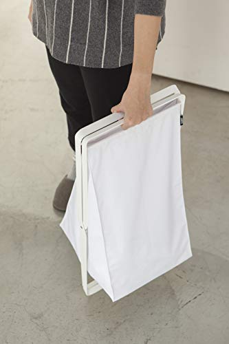 Yamazaki Home Laundry Basket - Foldable Storage Hamper Organizer Steel One Size White