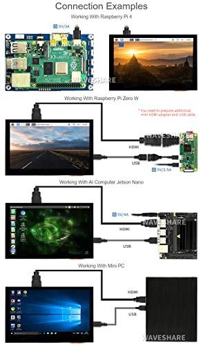 waveshare 4.3inch Capacitive Touch Screen LCD Compatible with Raspberry Pi 5/4B/3B+/3A+/2B/B+/A+/Zero/Zero W/WH/Zero 2W CM3+/4 800×480 Resolution HDMI IPS Supports Jetson Nano/Windows