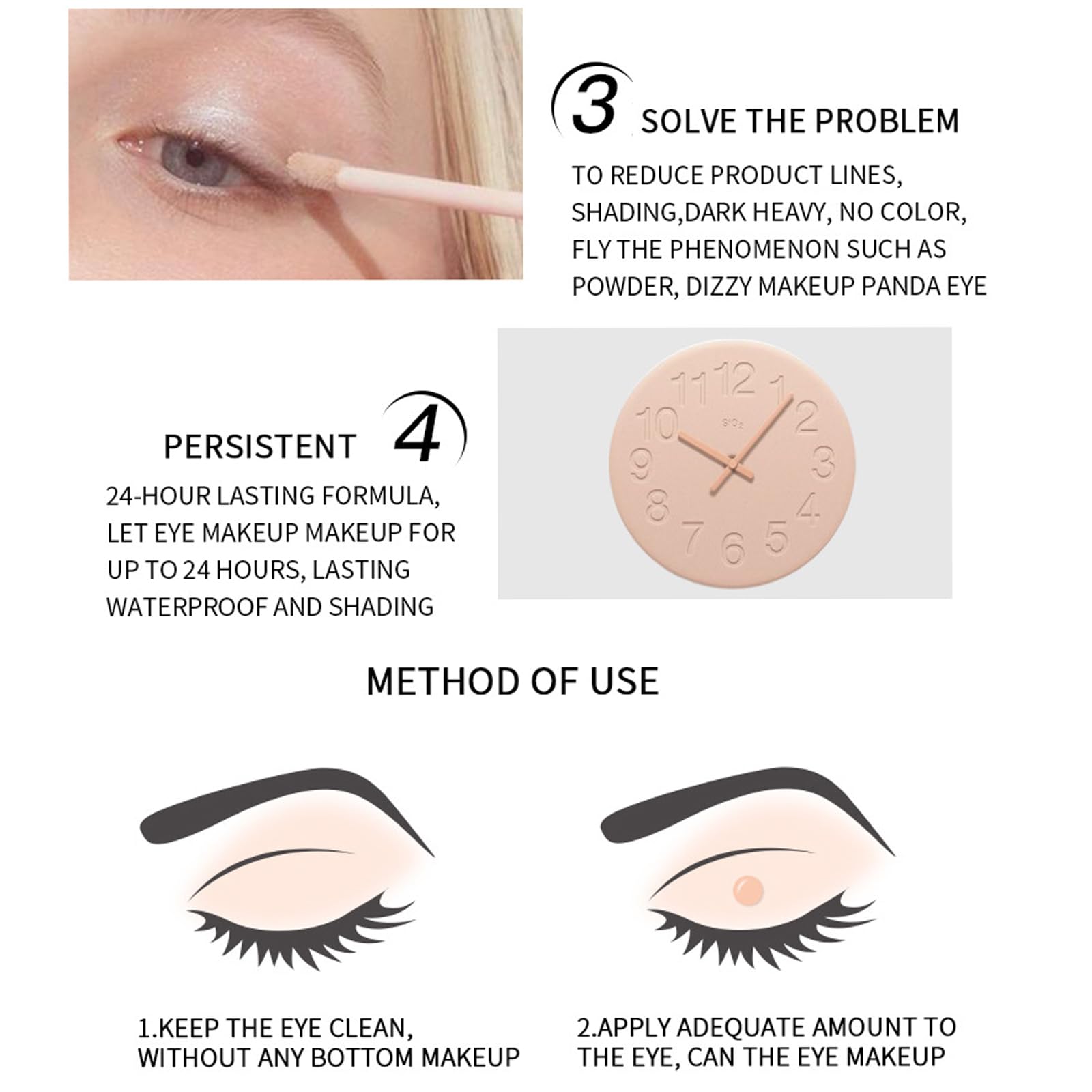 WALULAN Eye Shadow Primer, Liquid Eye Shadow, Brighten Eye Primer, 24 Hours Long Lasting Makeup, Moisturizing Eye Glossy