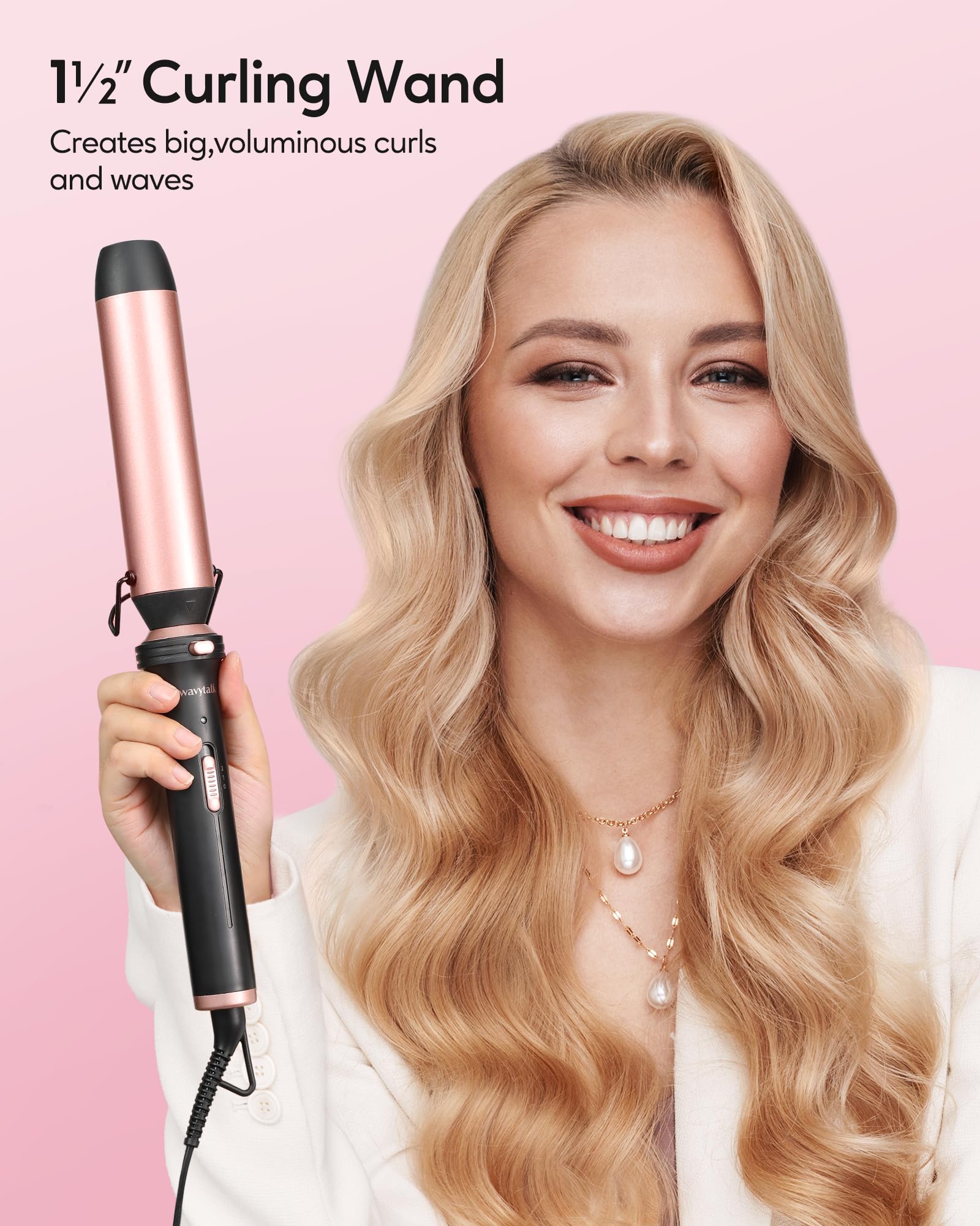 Wavytalk 5 in 1 Curling Iron,Curling Wand Set with Thermal Brush and 4 Interchangeable Ceramic Curling Wand(0.5β-1.5"),Instant Heat Up Wand Curler, Dual Voltage Curling Iron