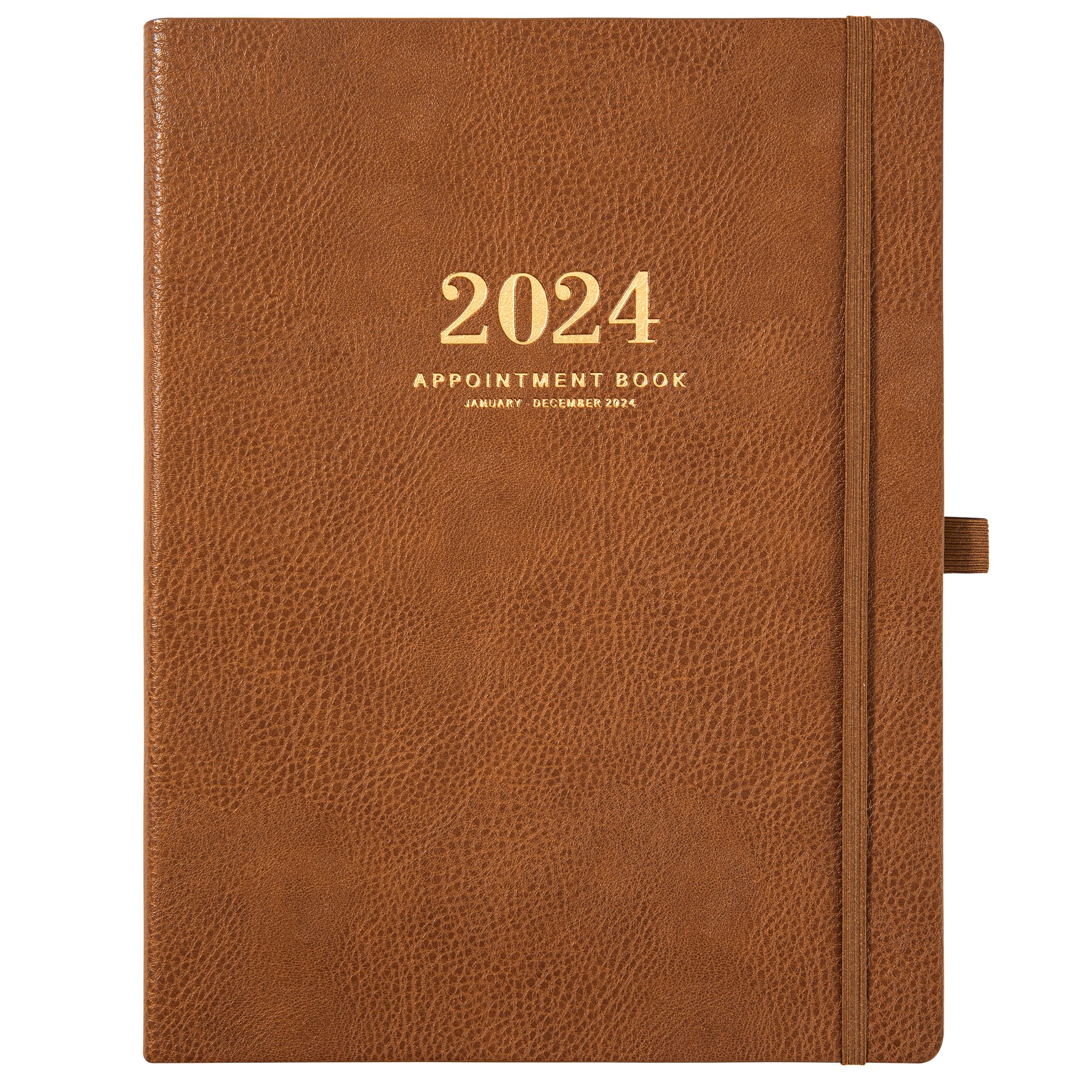 Weekly Appointment Book 2024 - Daily Hourly Planner 2024 with 15-Minute Interval, Jan 2024 - Dec 2024, 8.5" x 11", Achieve Your Goals & Improve Productivity - Brwon