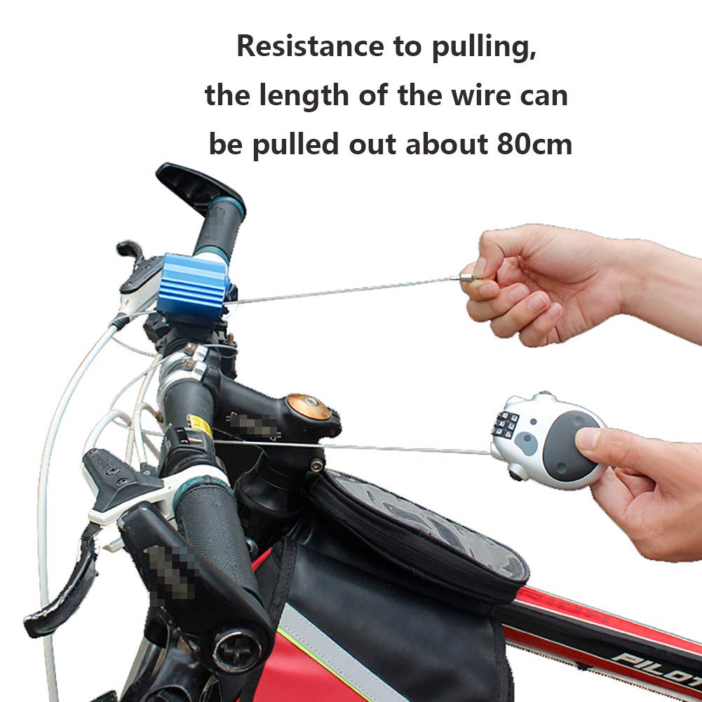 ZHYING Retractable Bicycle Password Lock,Anti Theft Bike Steel Wire Chain with 3 Digits Code,Resettable Combination for Scooter,Motorcycles,etc