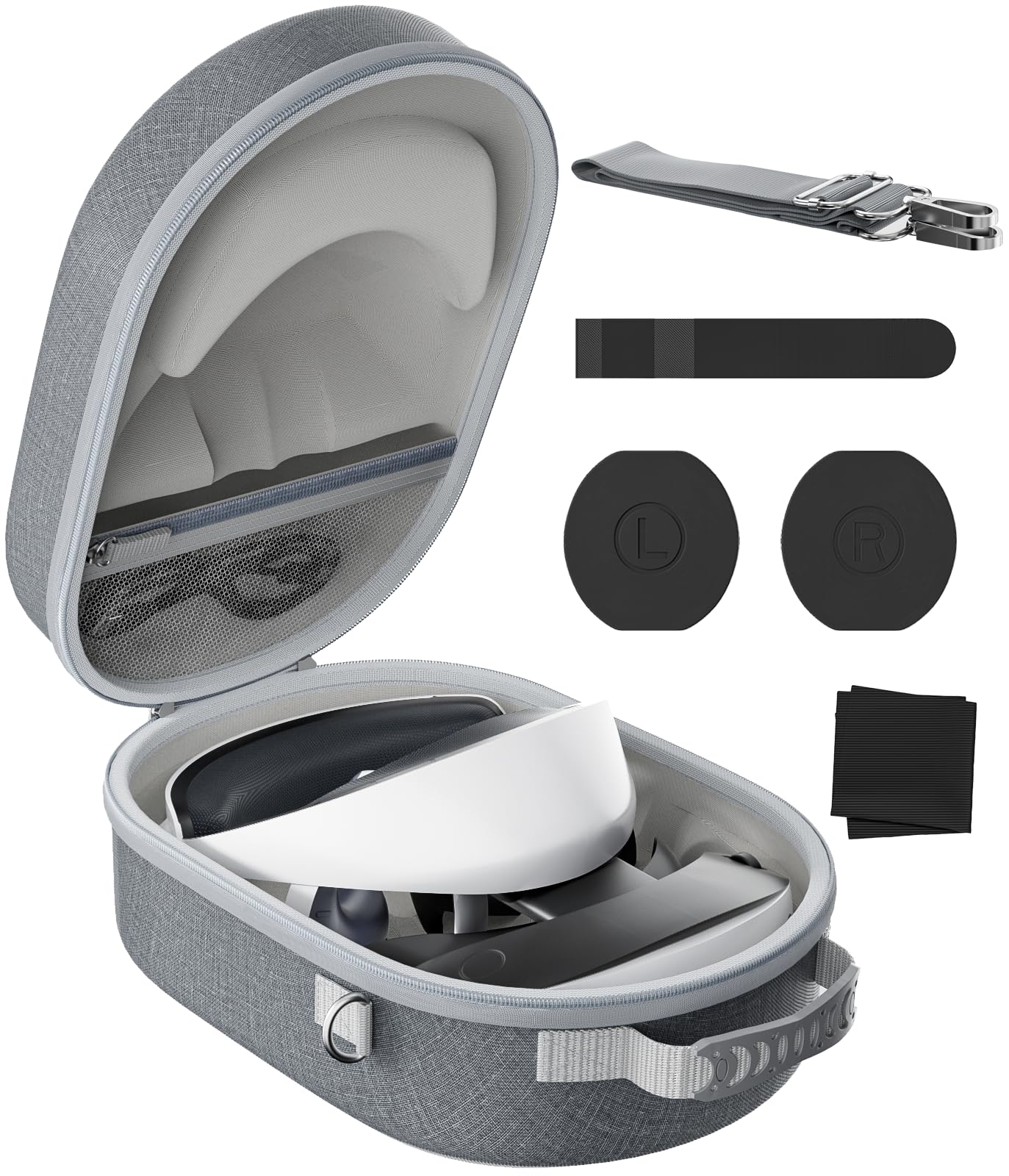 Wenocally Customized Carrying Case Compatible with PSVR2 Headset & Accessories, Portable PS VR2 Case with Unique Groove Design, Shockproof PS VR2 Protective Case for Home and Travel Storage, Grey