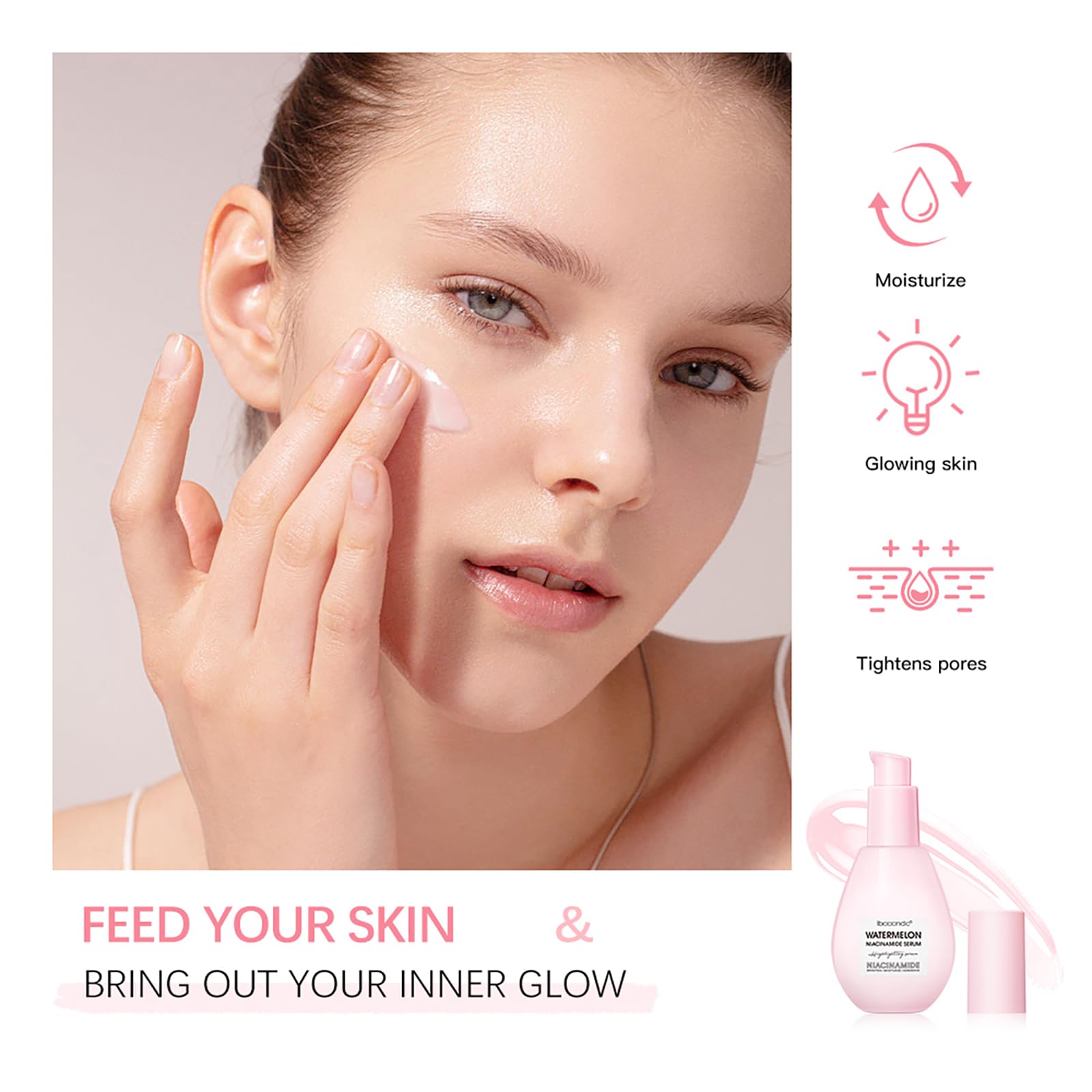 Watermelon Niacinamide Highlighting Serum - Illuminating Makeup Primer & Facial Serum with Hyaluronic Acid - Moisturizing, Lightweight & Priming for Glowing Skin Care (75ml)